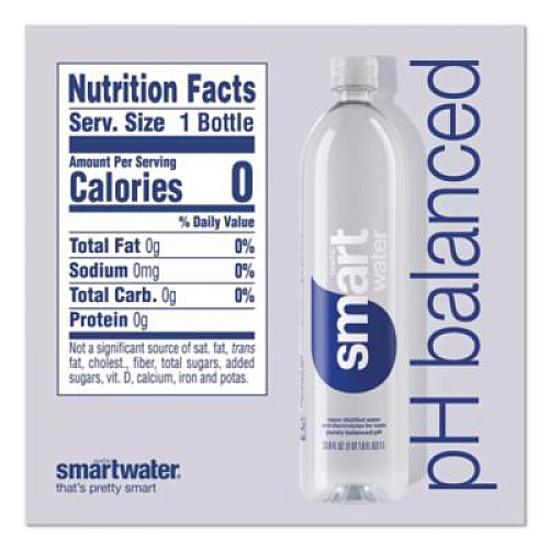 smartwater Vapor-Distilled Water, Unflavored, 33.8 oz Bottle, 15/Carton ...